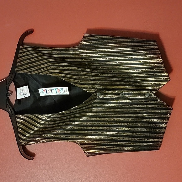 Color Trend | Jackets & Coats | Vintage Gold Metallic Pinstripe Vest ...